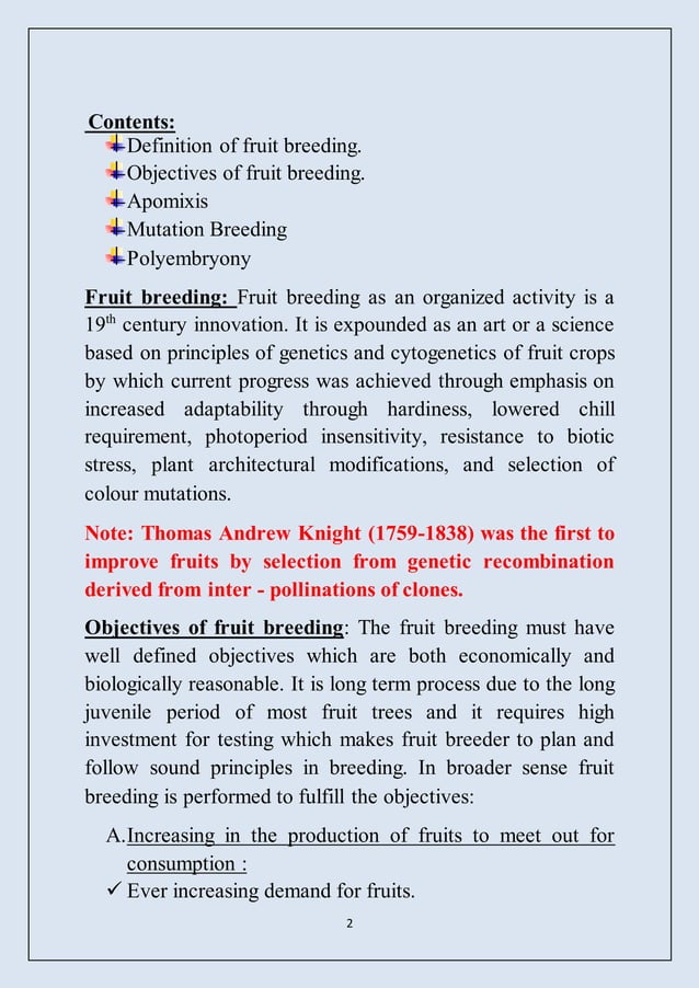 Fruit breeding 656 | DOCX | Agriculture | Industries