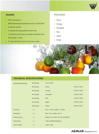 Fruit Brix & Acidity Meter by ACMAS Technologies Pvt Ltd. | PDF ...