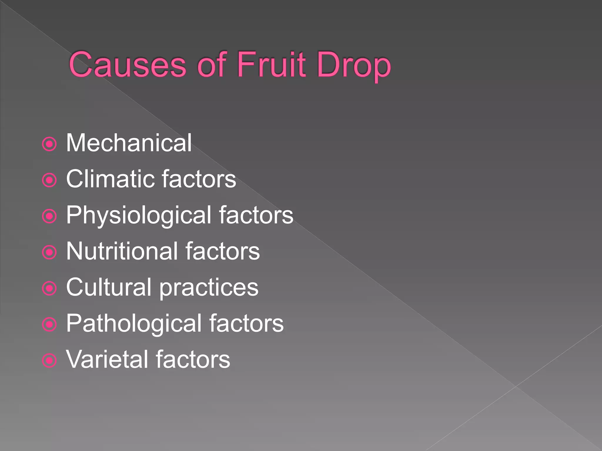 Fruit drop – causes and prevention in horticuture crops | PPTX