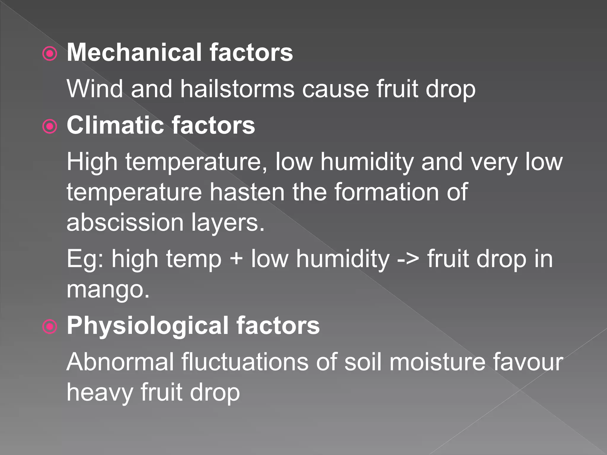 Fruit drop – causes and prevention in horticuture crops | PPTX