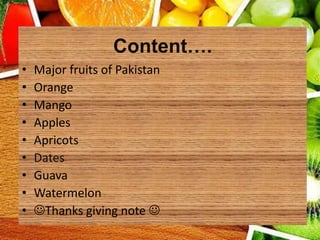 Fruit farming in Pakistan | PPTX
