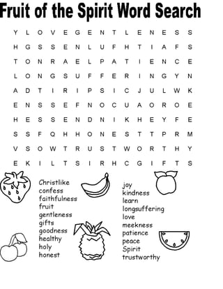 Fruit Of The Spirit Word Search Printable