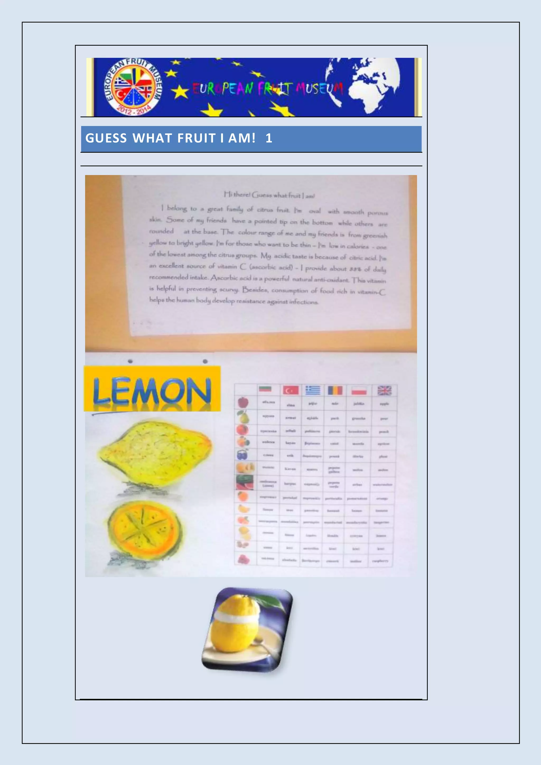 Fruit pictionary of European Fruit Museum (Multilateral Comenius ...