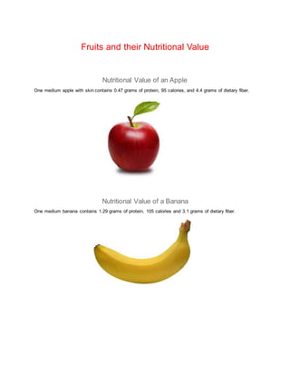 Fruits and their nutritional value | DOCX