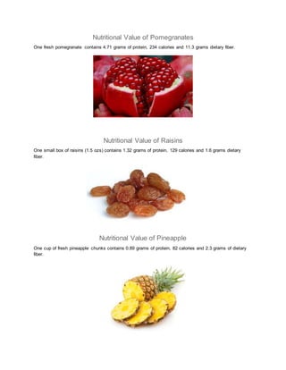Fruits and their nutritional value | DOCX