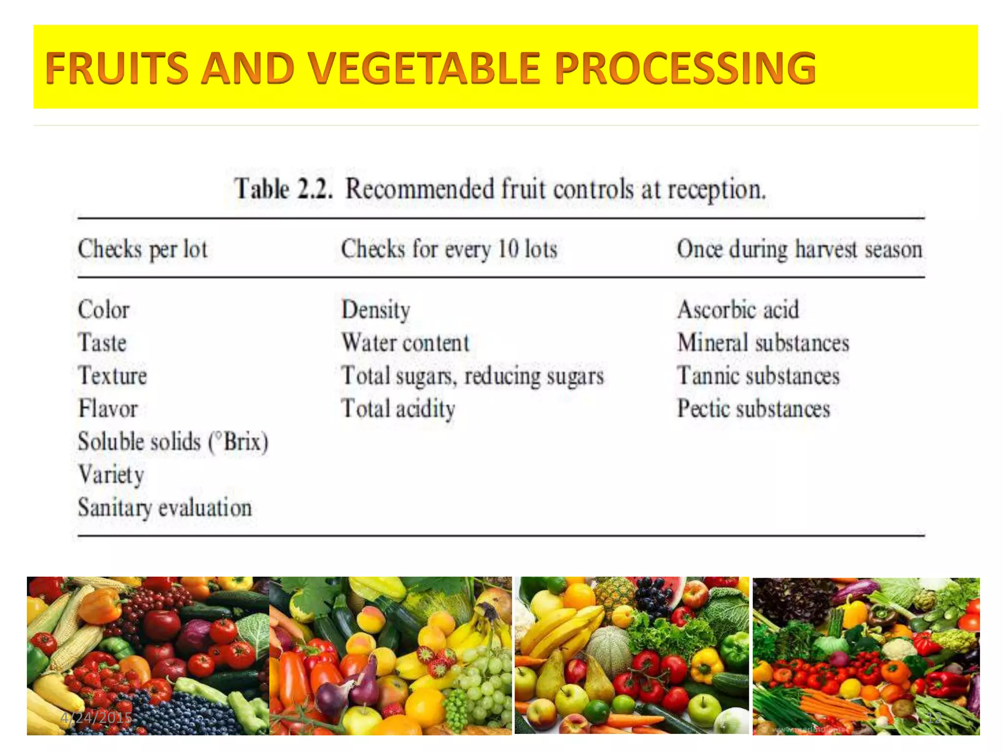 Fruits and vegetable processing 1 | PPTX