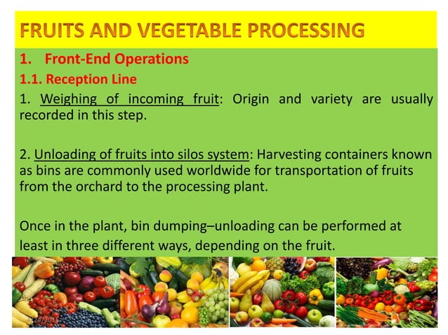 Fruits and vegetable processing 1 | PPTX