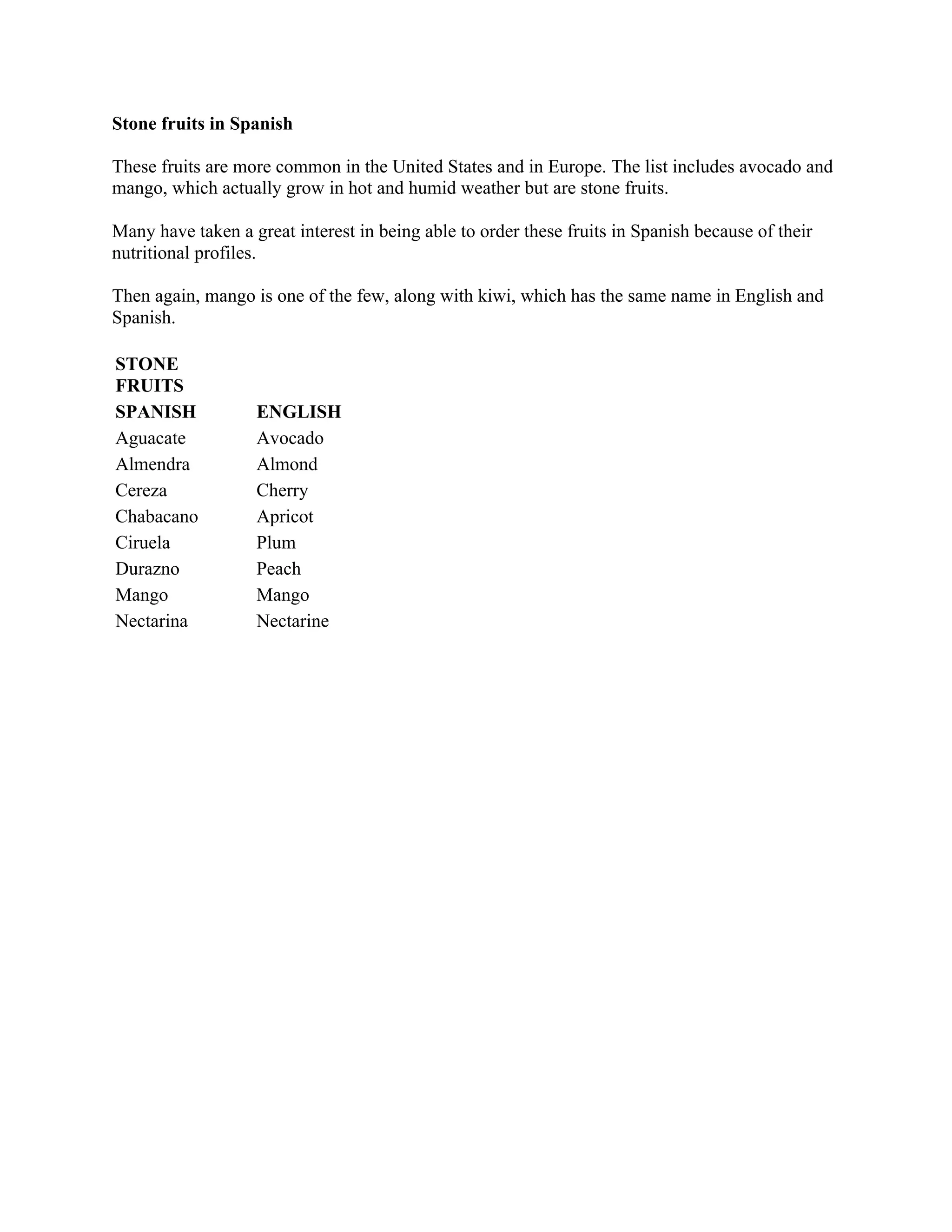Fruits and Vegetables in Spanish | PDF