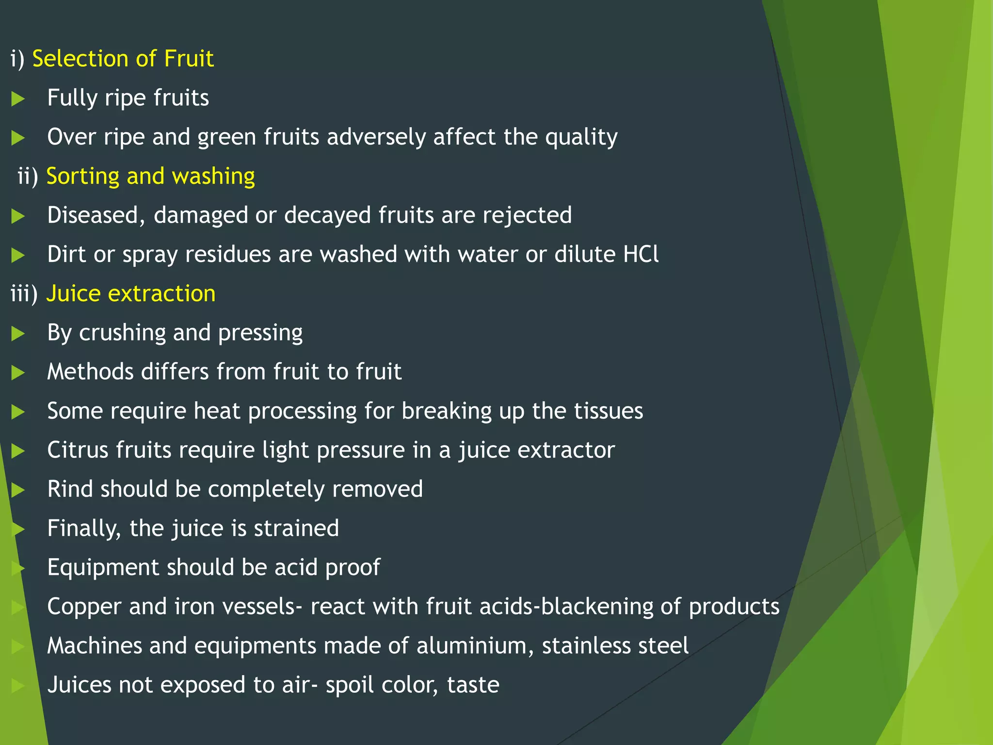 Fruits and Vegetables Processing Technology | PPTX
