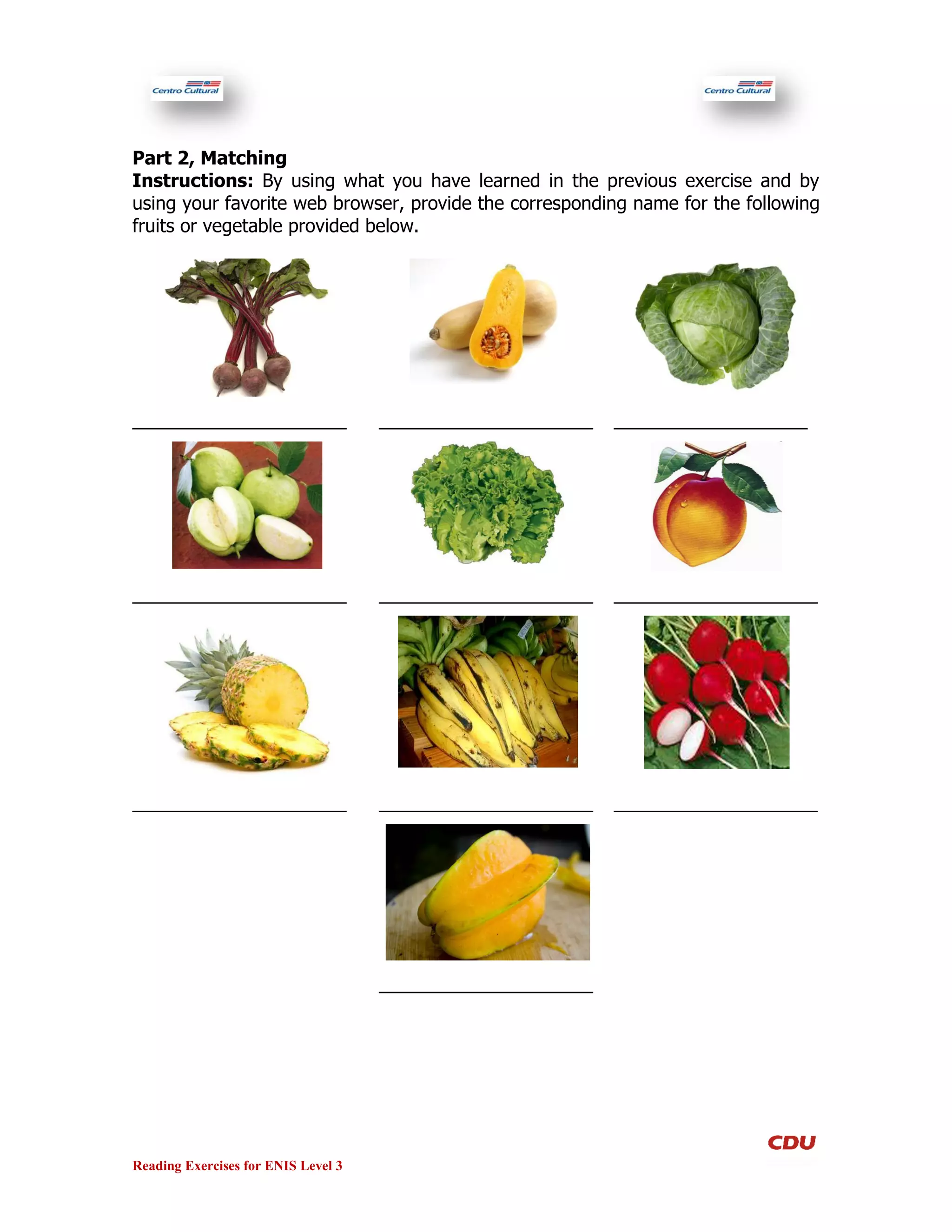Fruits and Vegetables Worksheet | PDF