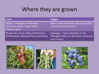 Fruits and veggies in b.c. | PPT
