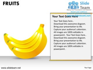 Fruits bananas melon orange grapes powerpoint ppt slides. | PDF