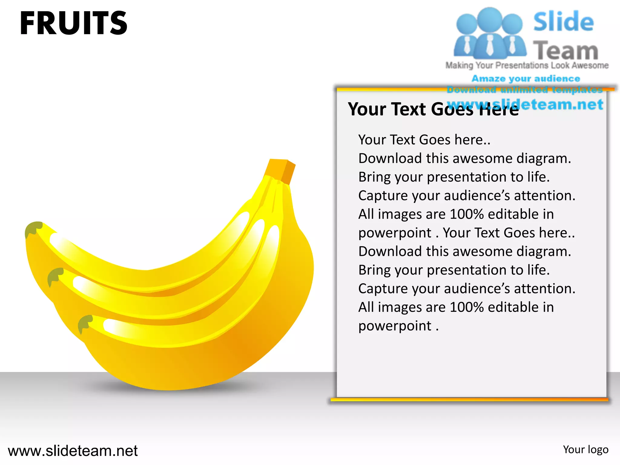 Fruits bananas melon orange grapes powerpoint presentation templates ...