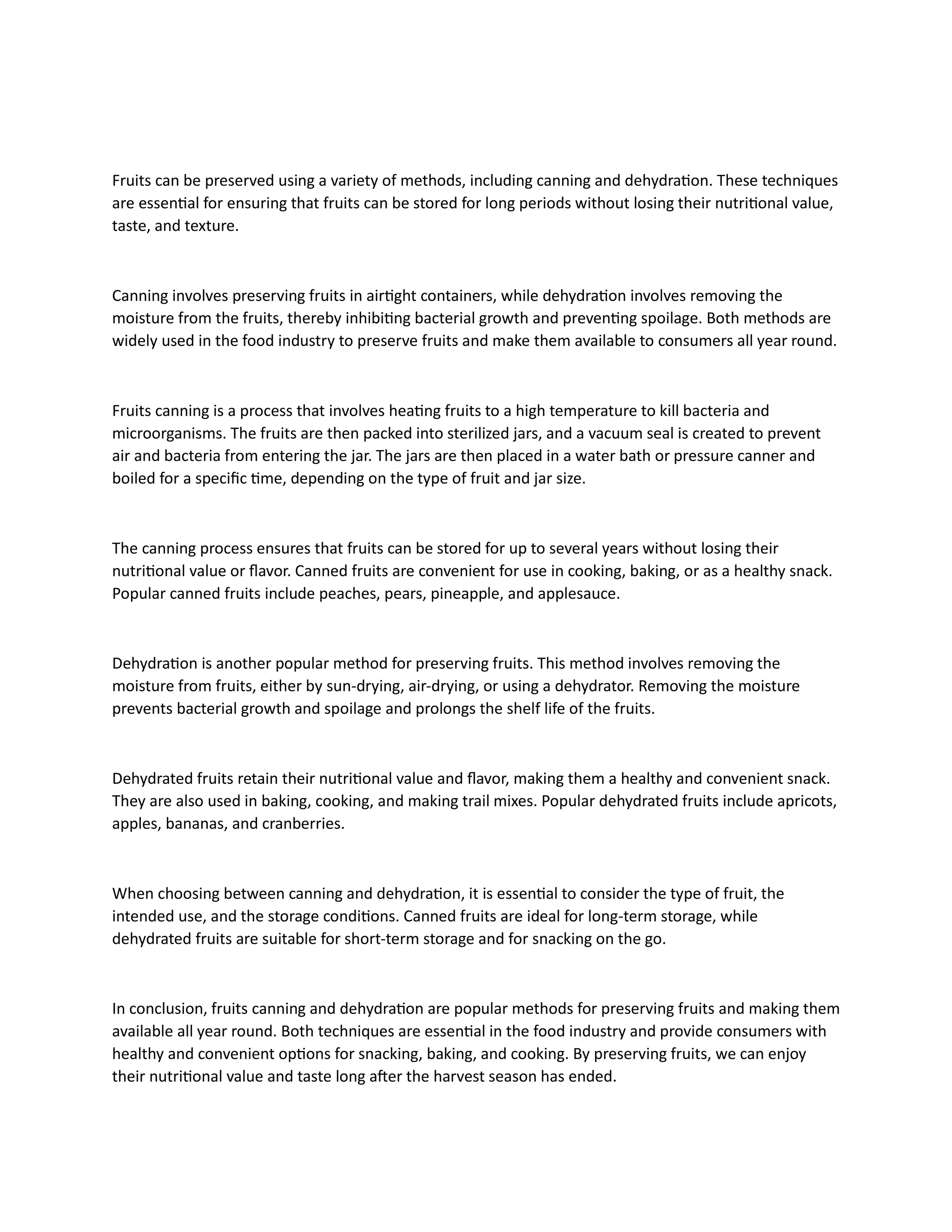 Fruits Canning and Dehydration Project Report | PDF