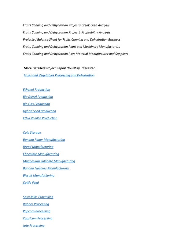 Fruits Canning and Dehydration Project Report | PDF | Agriculture ...