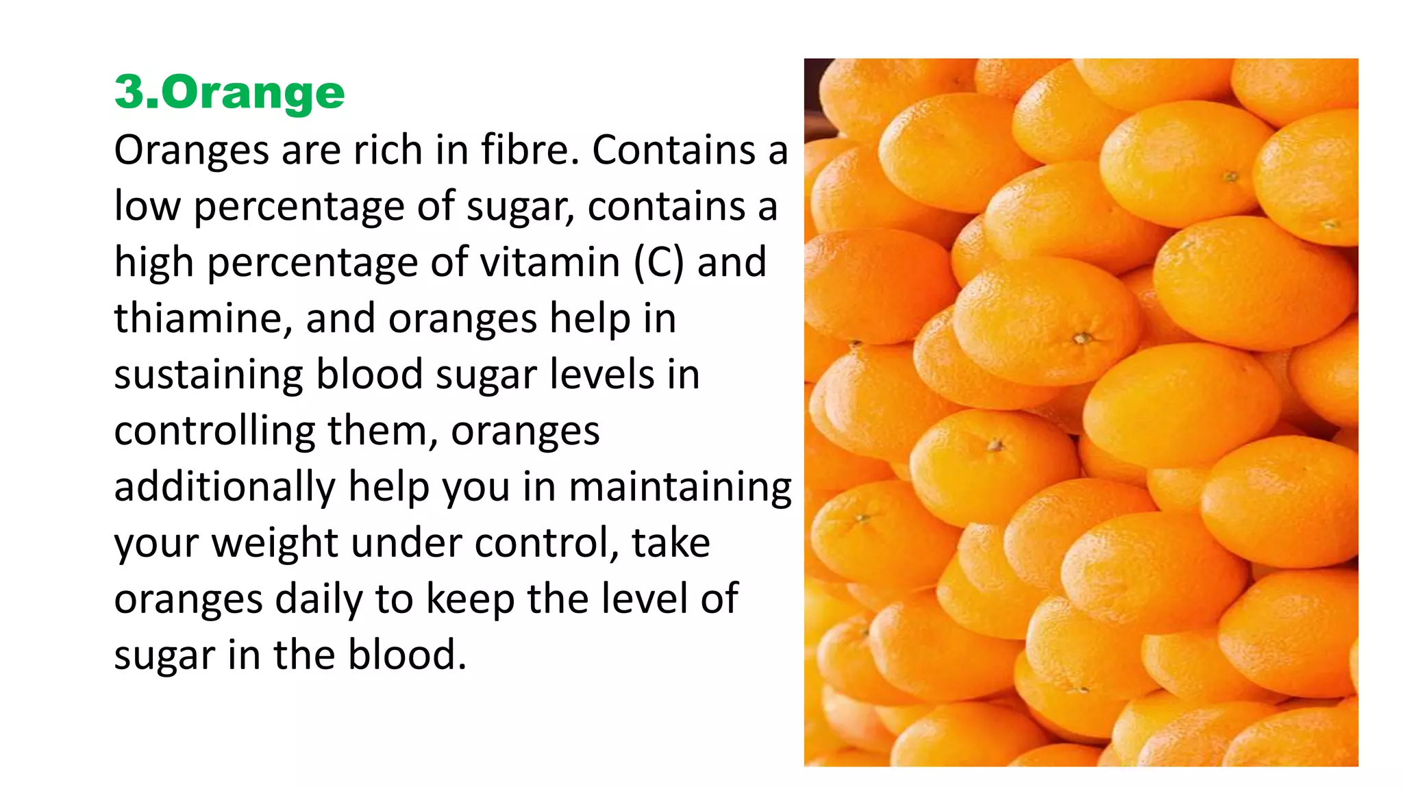Fruits for diabetes control - health information | PPTX