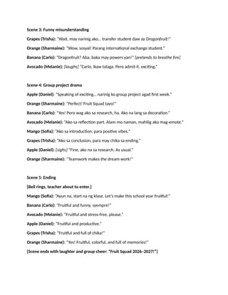 Fruit Squad: A Fun and Fruitful Back to School Story 2026–2027 | DOCX