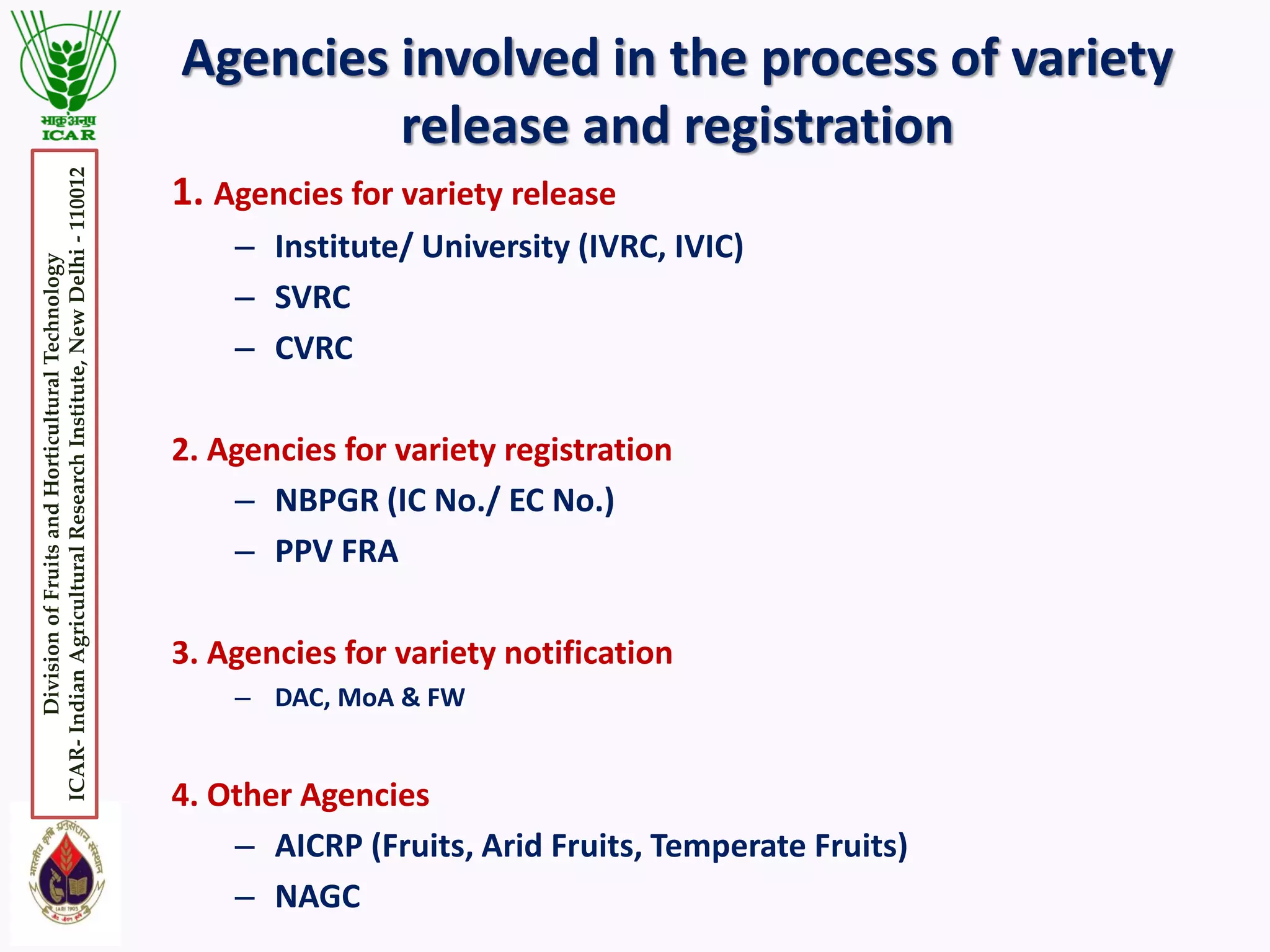 Fruit variety registration and variety release procedures | PDF