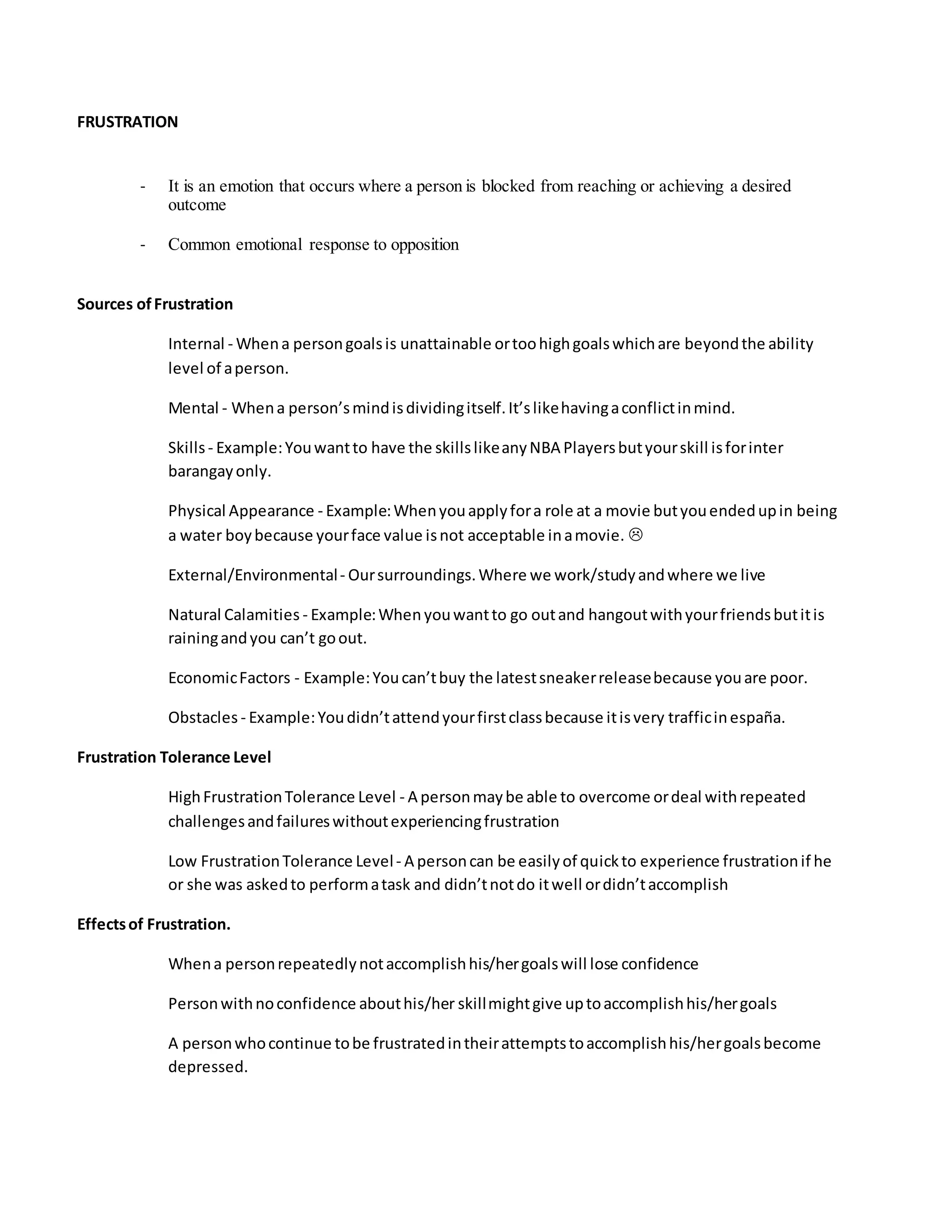 Psychology: Frustration | DOCX