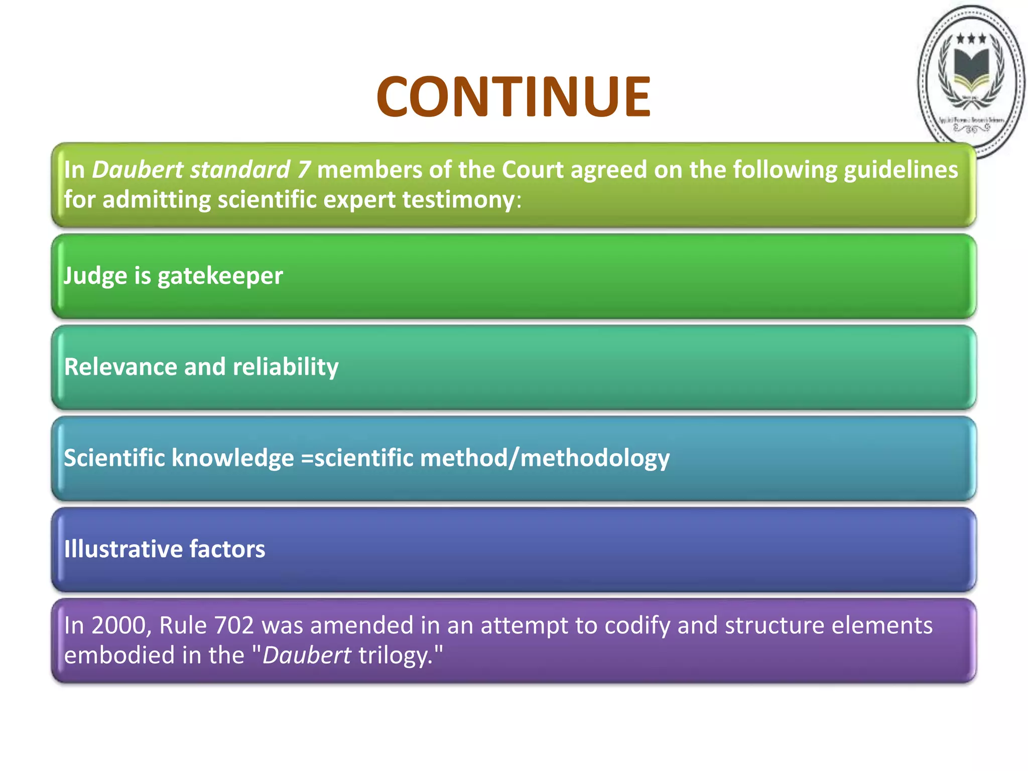 Frye and Daubert standard | PPTX