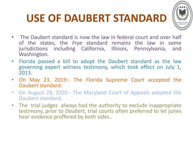 Frye and Daubert standard | PPTX