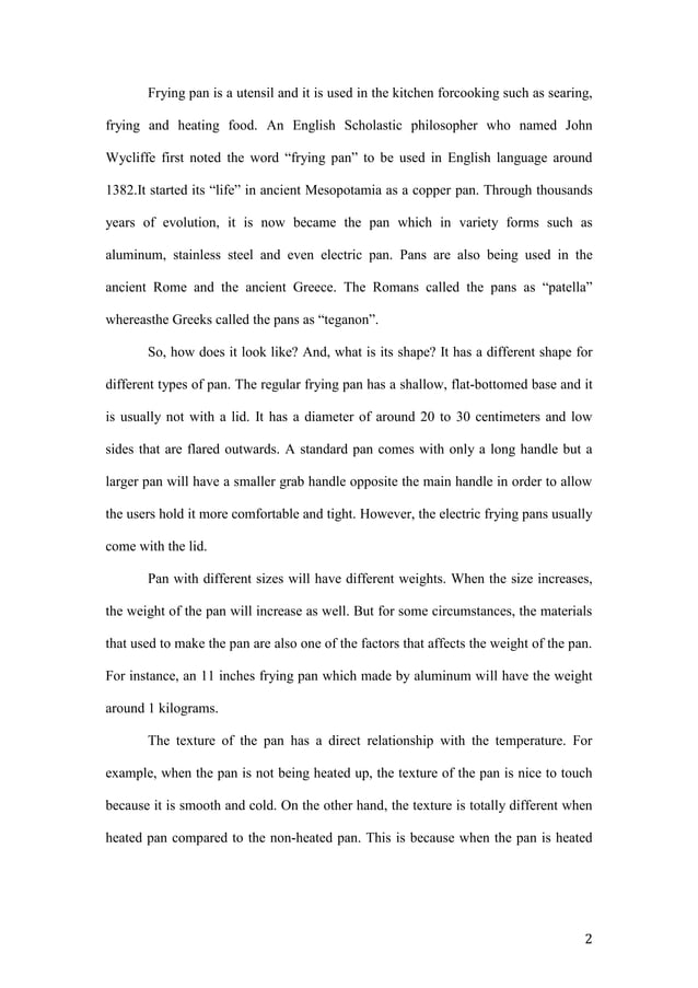 Frying pan (english as1) | DOCX | Cooking | Food & Drink