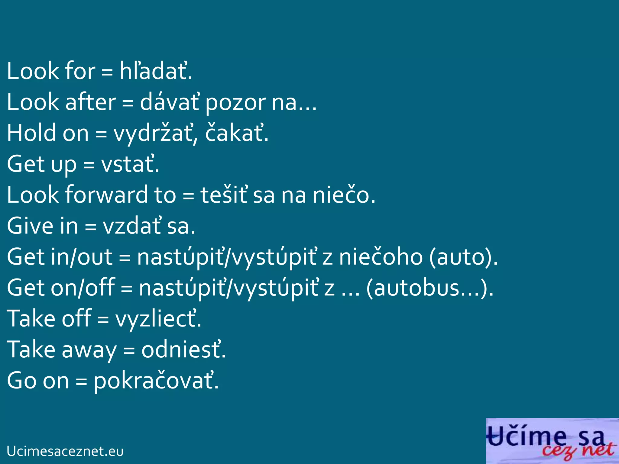 Phrasal verbs (frázové slovesá) | PPTX