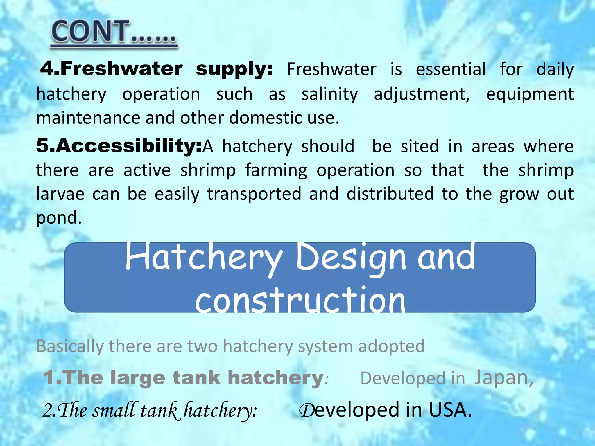 DESIGN AND CONSTRUCTION OF SHRIMP HATCHERY | PPTX