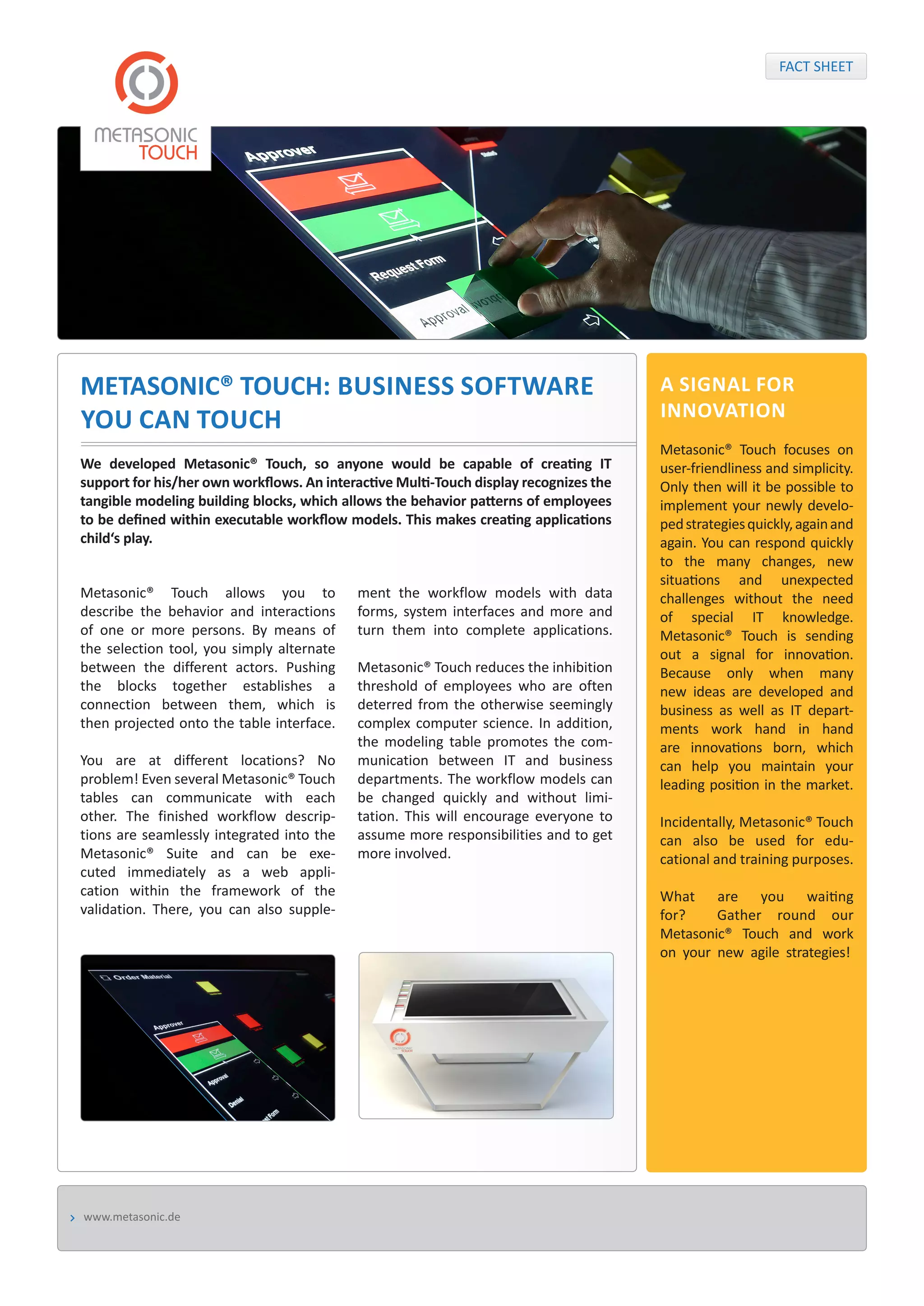 Fact Sheet: Metasonic® Touch | PDF