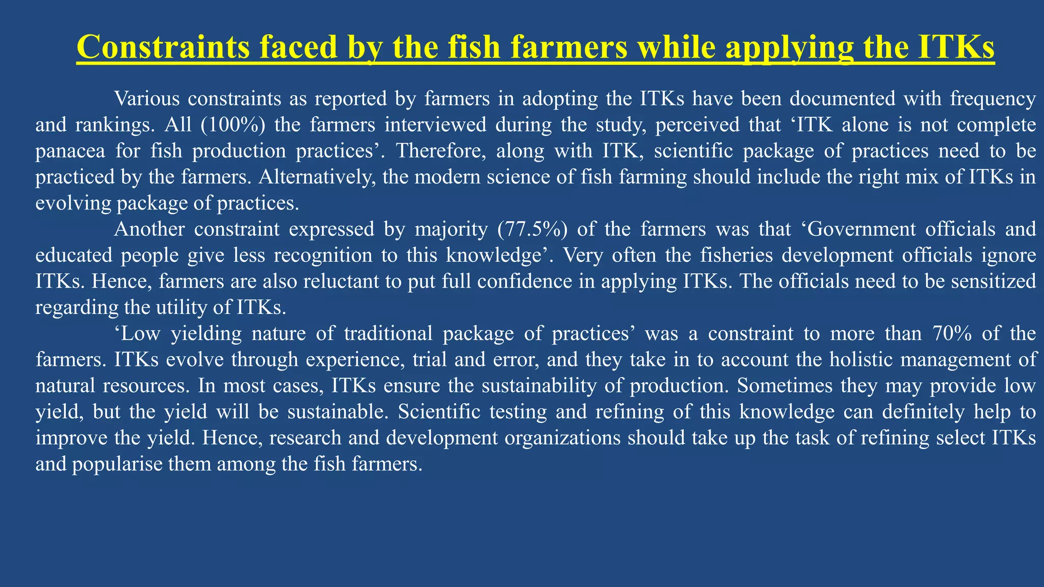 Indigenous Technological Knowledge (ITK’s) used in aquaculture for ...