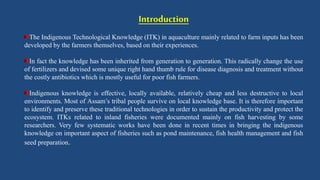 Indigenous Technological Knowledge (ITK’s) used in aquaculture for ...