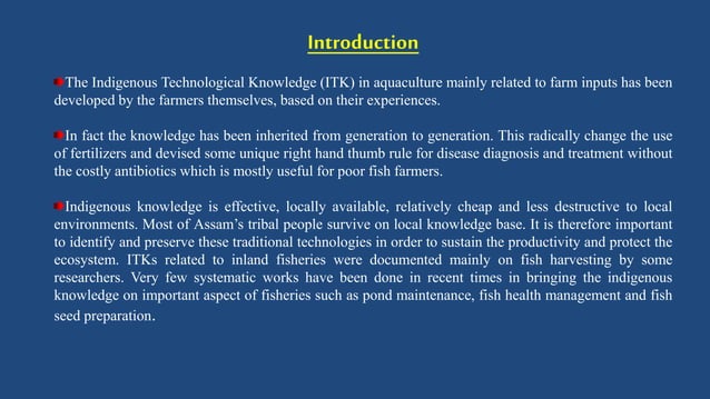 Indigenous Technological Knowledge (ITK’s) used in aquaculture for ...
