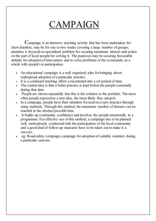 Campaign and its role in extension education | DOCX