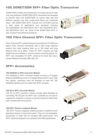 10G SFP+ Fiber Optic Transceivers and SFP+ DAC Data Sheet | PDF ...