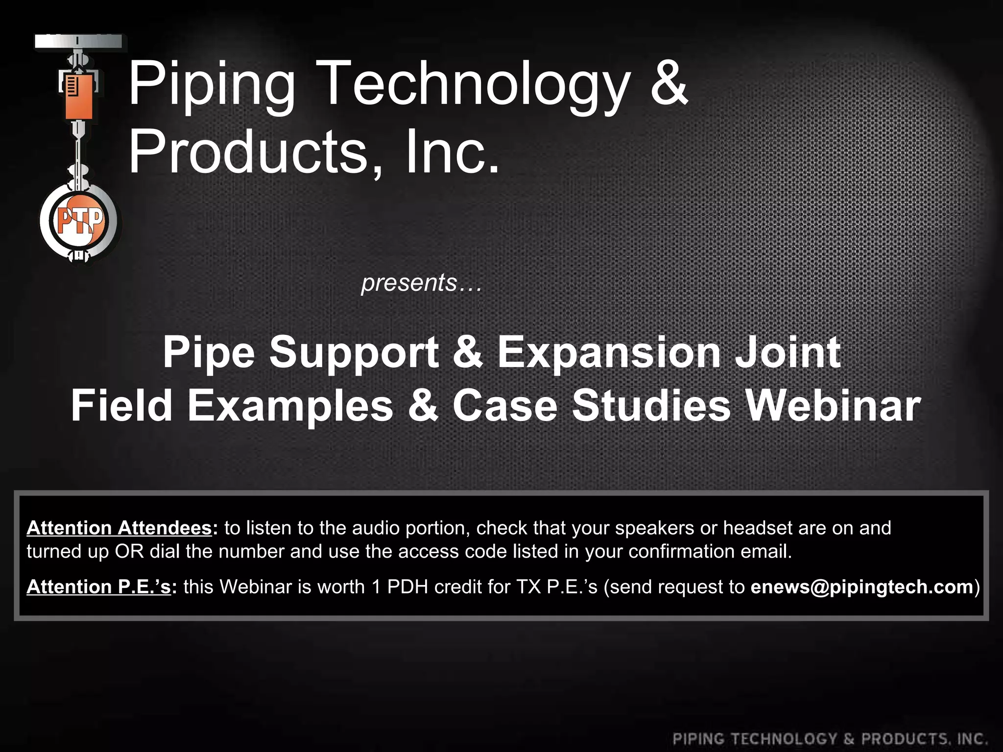 Pipe Support Field Examples & Case Studies | PPT