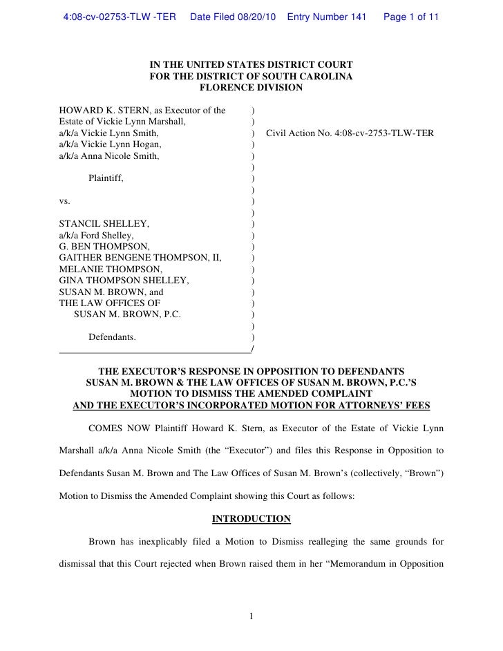 Sample response to motion to dismiss - socalfiko