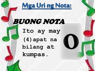 Mga pangalang pantawag at bilang ng kumpas sa bawat nota | PPTX