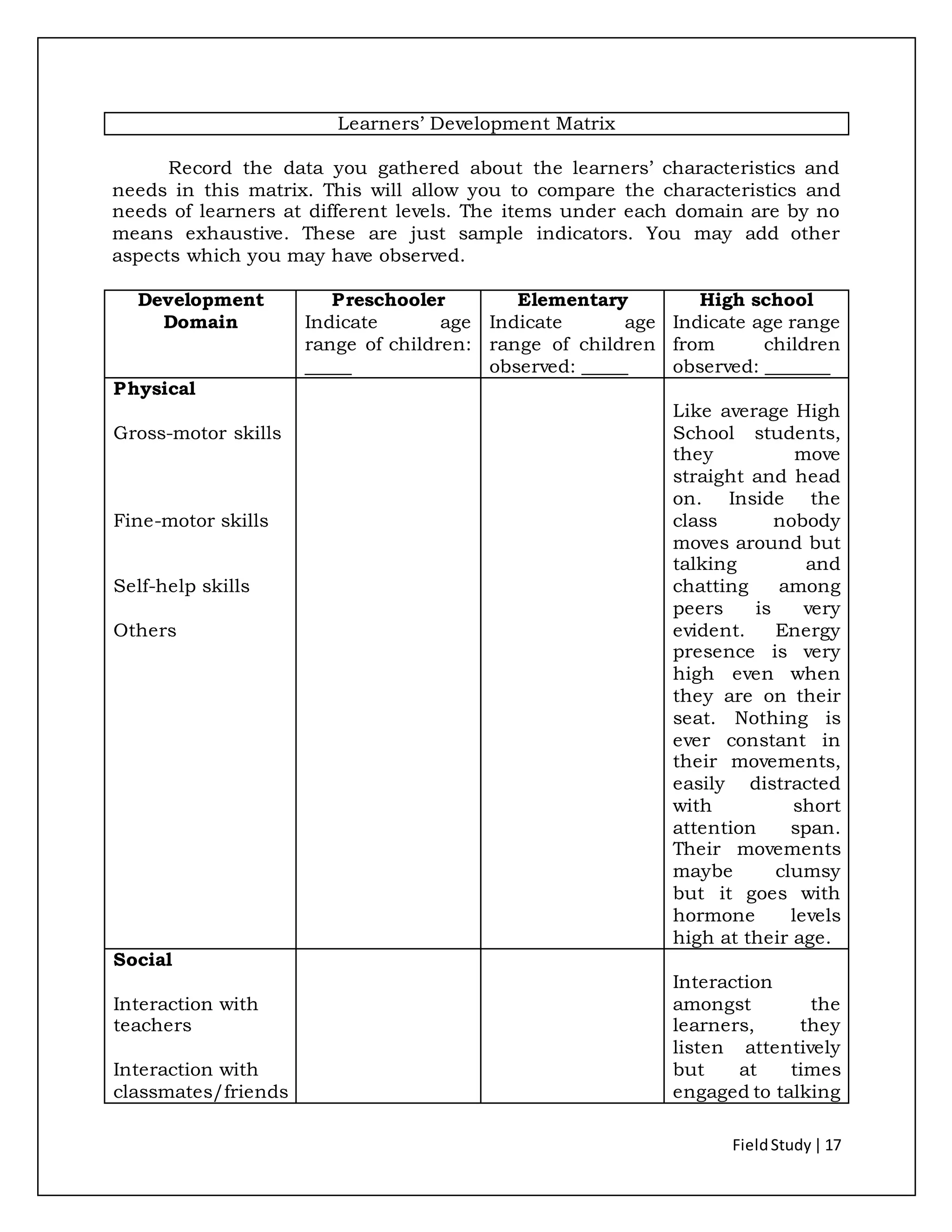 Field Study 1 Episodes 1-6 | DOCX