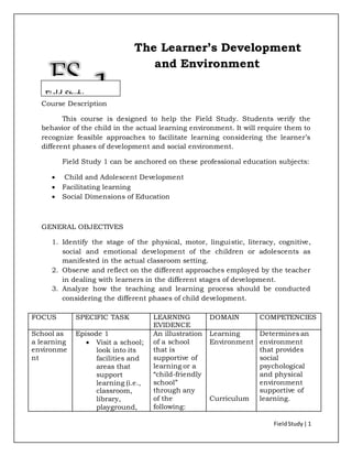 Field Study 1 Episodes 1-6 | DOCX