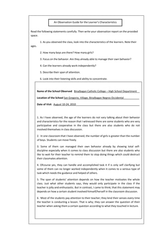 Fs 1 episode 3 classroom management and learning | DOCX