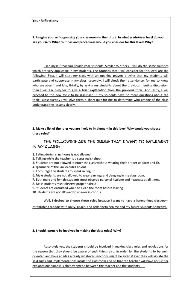 Fs 1 episode 3 classroom management and learning | DOCX | Educational Assessment | Education