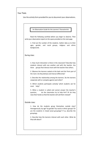 Fs 1 episode 4 individual differences and learners interaction | DOCX