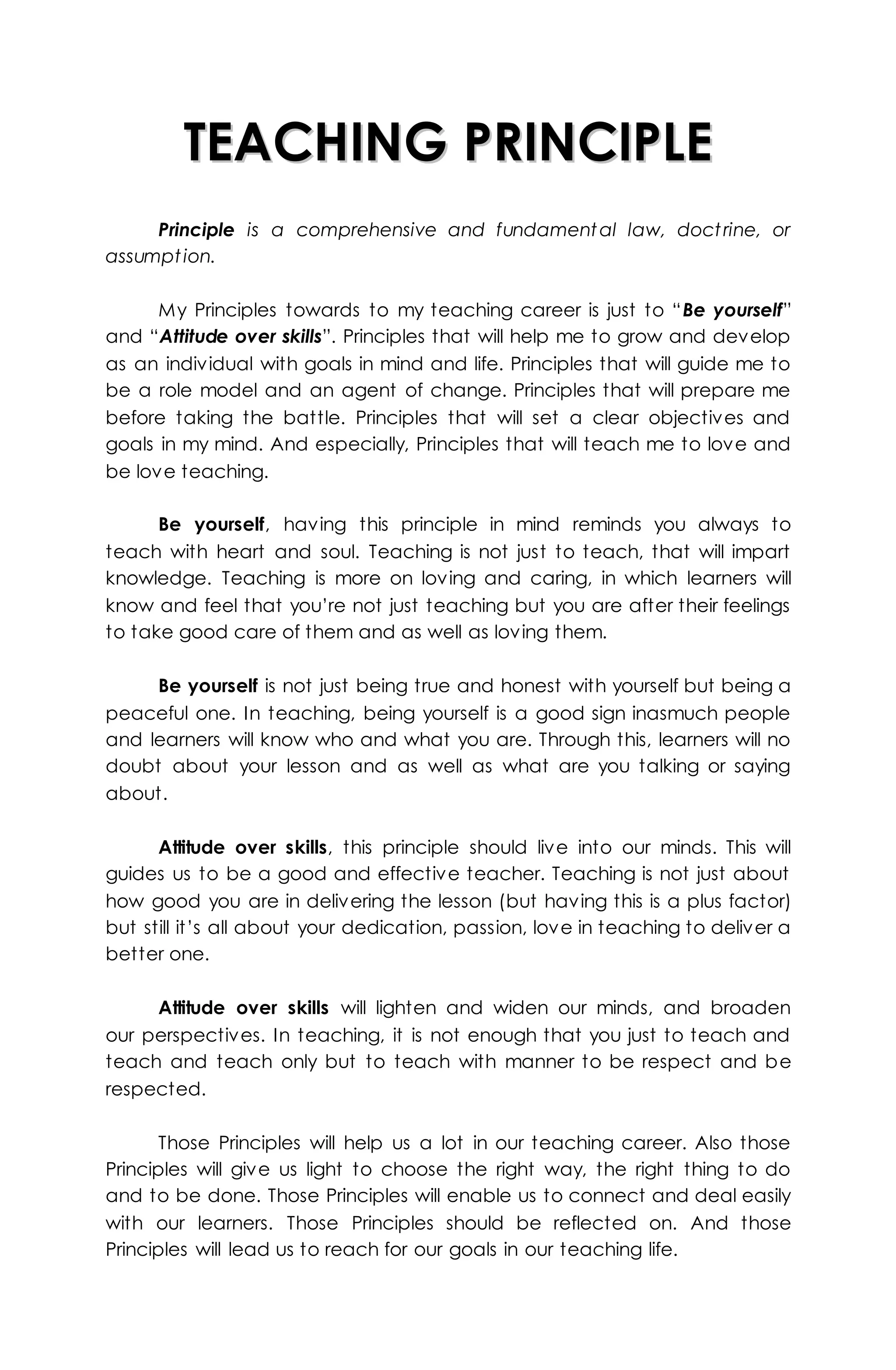 Teaching Principle | DOCX | Education