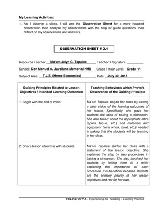 Field Study 2 (FS 2) - Episode 2 [2018] | PDF