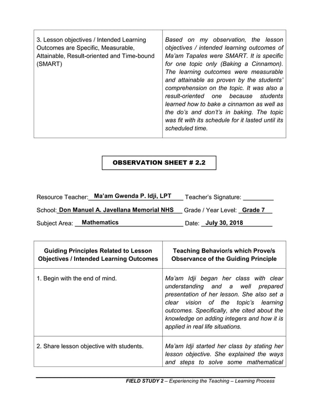 Field Study 2 (FS 2) - Episode 2 [2018] | PDF
