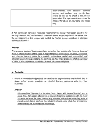 Field Study 2 (FS 2) - Episode 2 [2018] | PDF