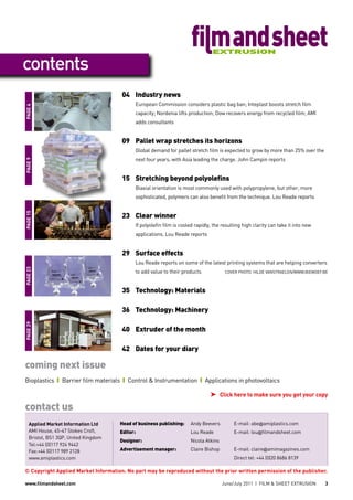 Film&sheet Extrusion magazine(june/july 2011) | PDF