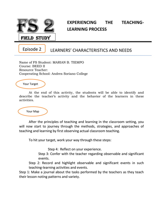 FS 2 episode 1-3 | PDF