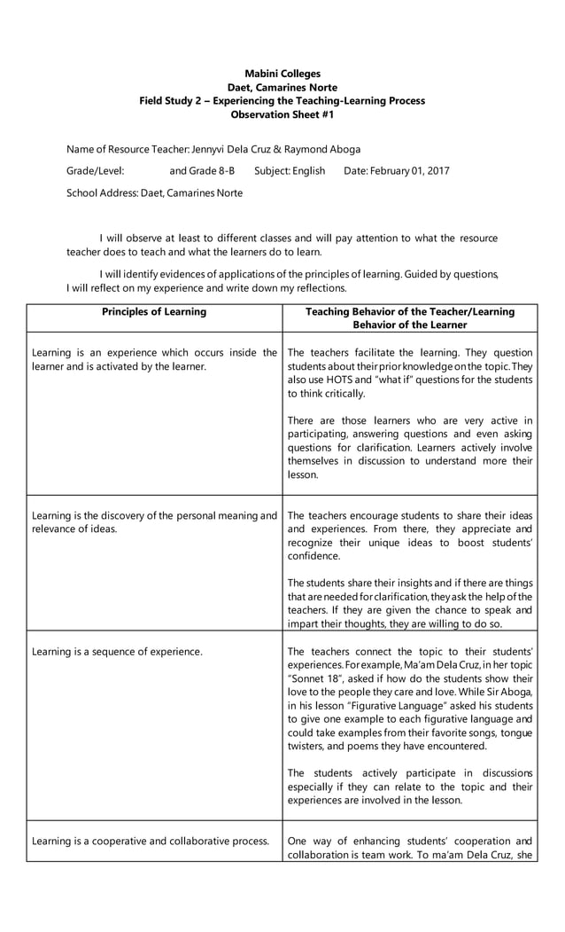 Fs2 episode 1 | DOCX | Educational Assessment | Education