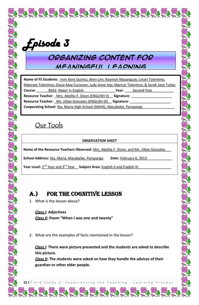 FS 2 (Episodes 1,2,and 3) | DOCX | Professional School | Postgraduate ...